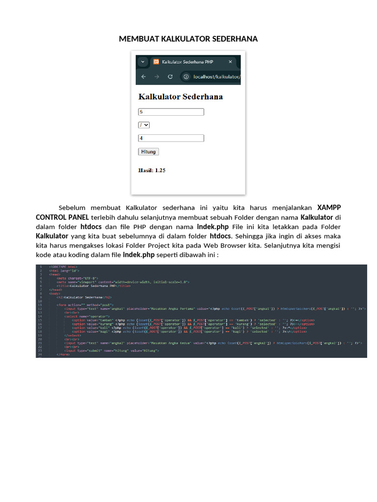 Membuat Kalkulator Sederhana | PDF
