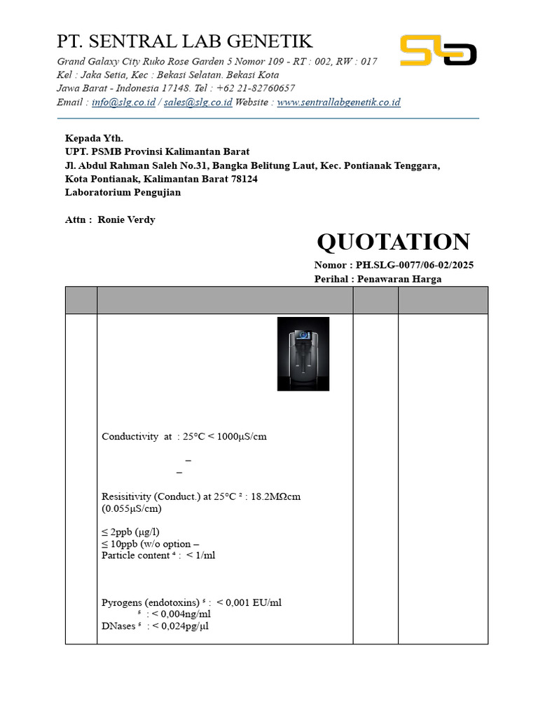 QO-0077-UPT. PSMB Provinsi Kalimantan Barat. | PDF | Filtration | Vacuum