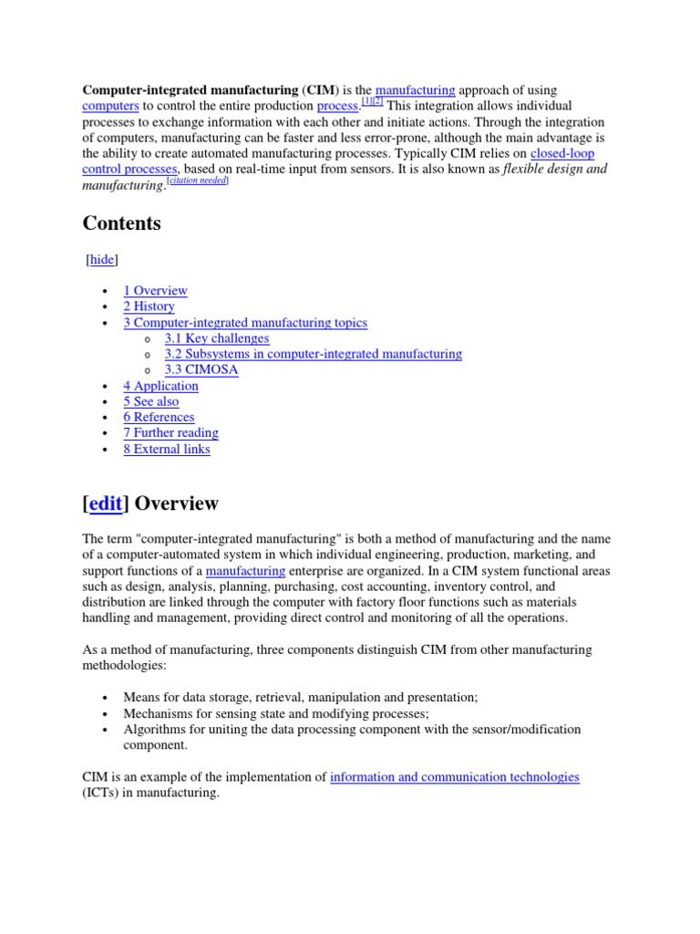 An Overview of Computer-Integrated Manufacturing (CIM): Definitions ...