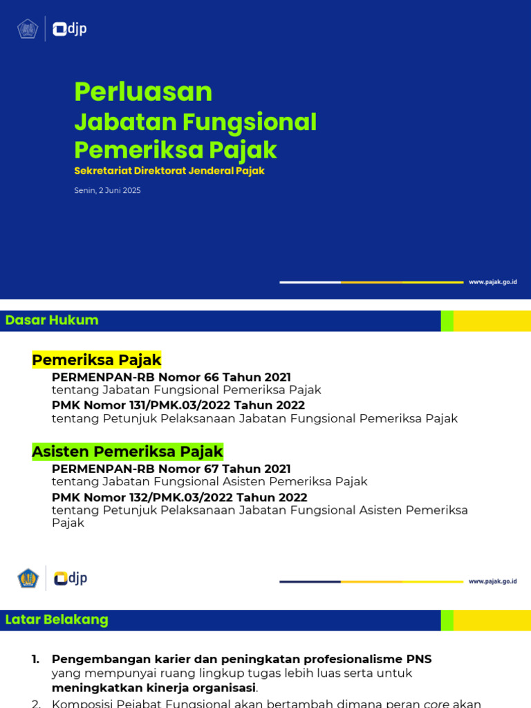 Paparan Sosialisasi JF Pemeriksa Dan Asisten Pemeriksa Pajak_UE1 Lainnya_Fungsionalisasi | PDF