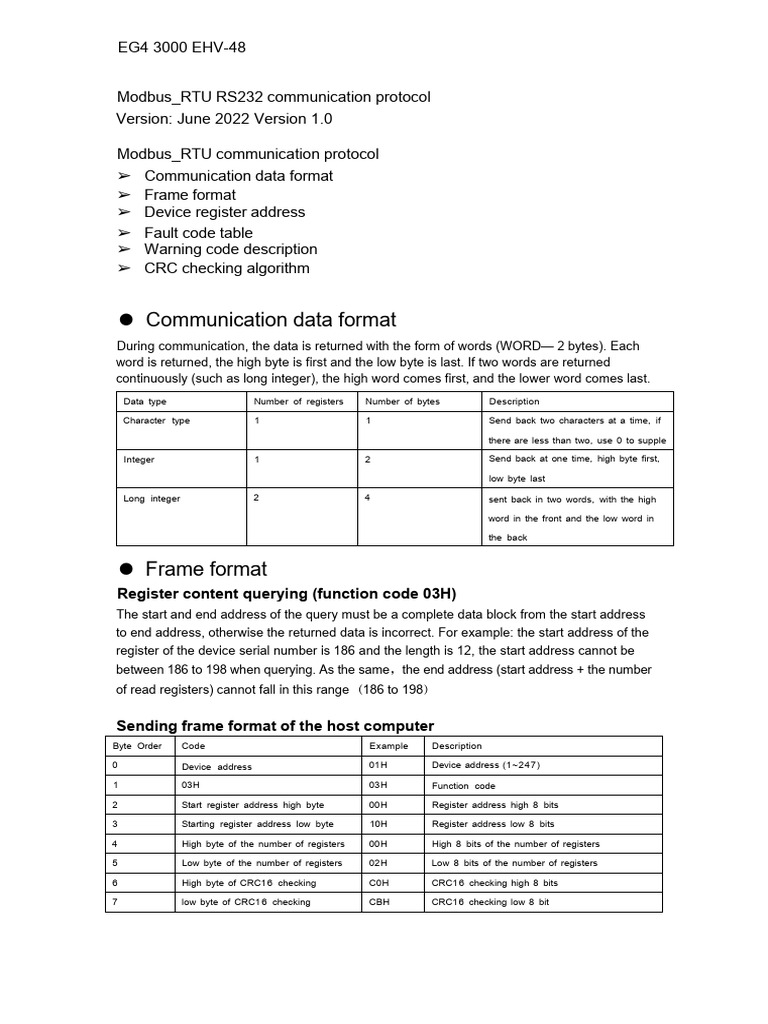 EG4-3000-EHV - MODBUS Communication Protocol | PDF | Power Inverter ...