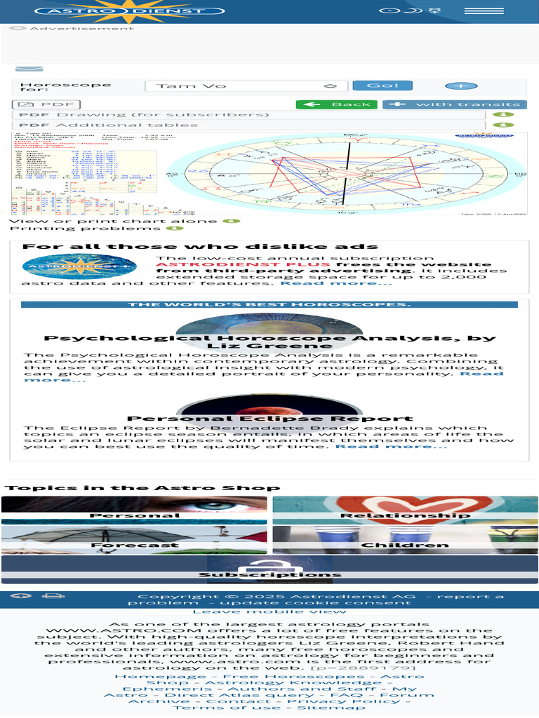Reading Your Astrodienst Chart Guide | PDF