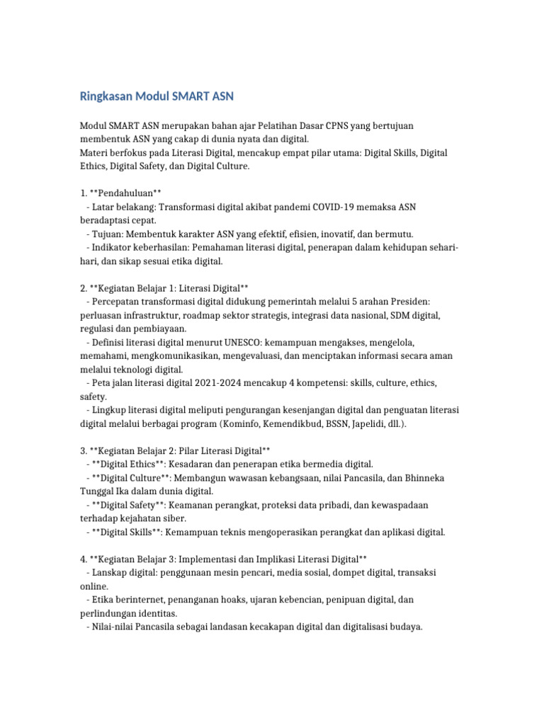 Ringkasan Modul SMART ASN | PDF