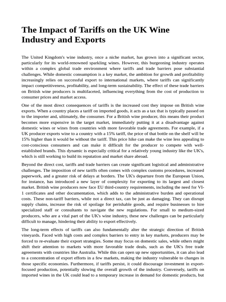 The Impact of Tariffs On The UK Wine Industry and Exports | PDF ...