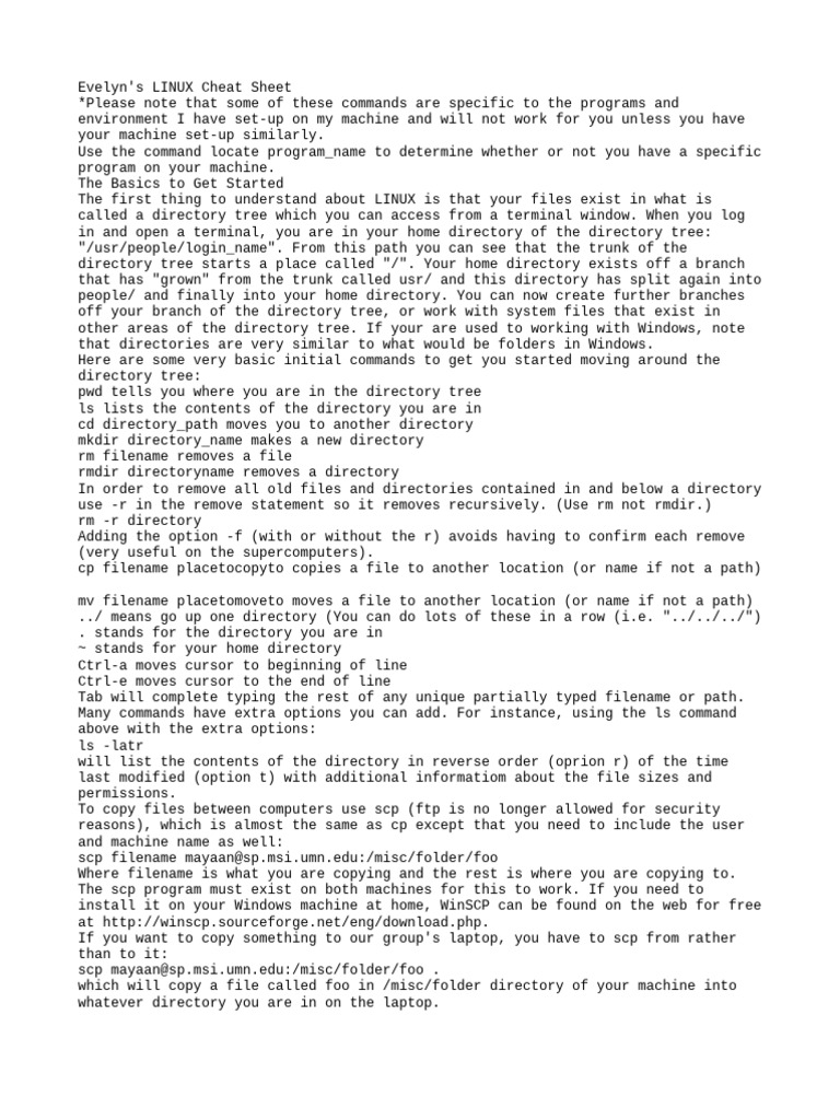 Essential LINUX Commands Cheat Sheet | PDF | Computer File | Directory ...