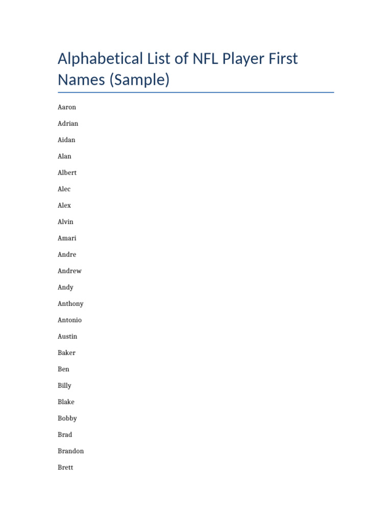NFL First Names Sample | PDF