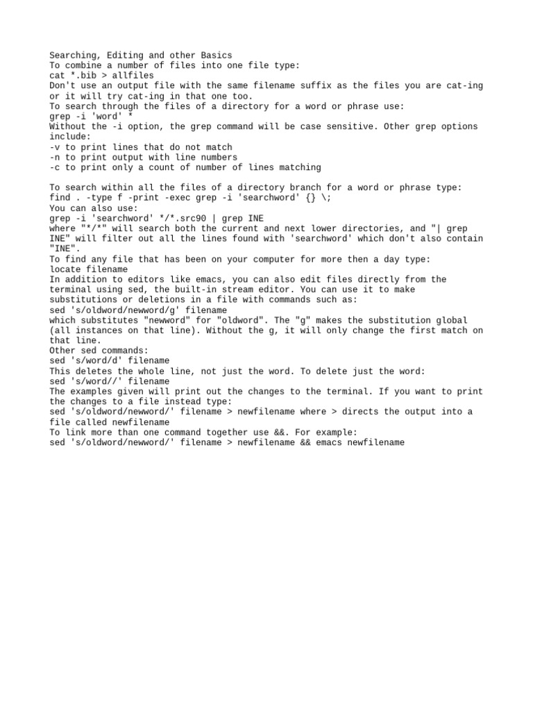 Basic File Search and Edit Commands | PDF