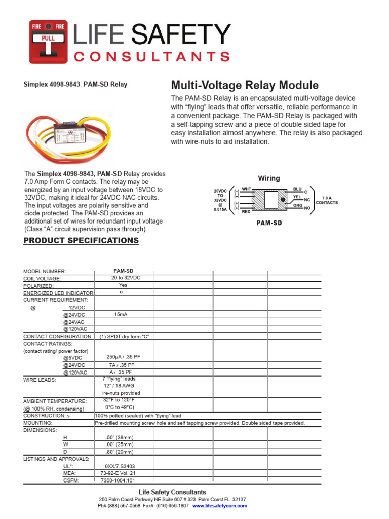 4098 9843 PAM SD Relay Datasheet 2 | PDF | Relay | Equipment