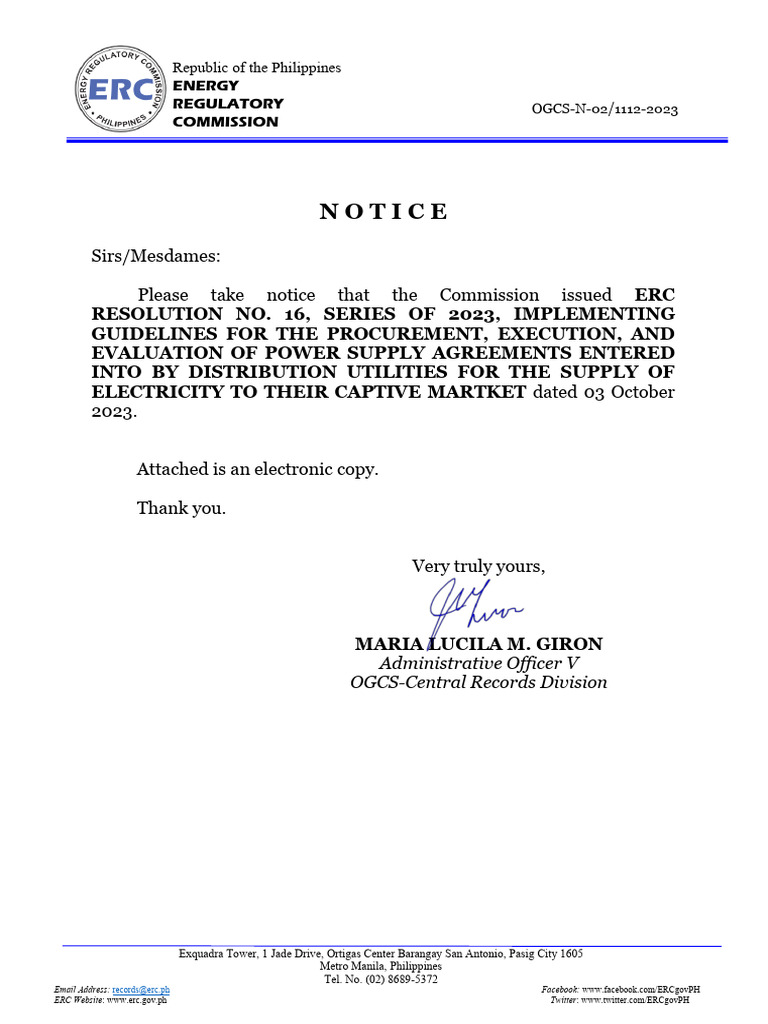 ERC Resolution 16, 2023 Guidelines | PDF