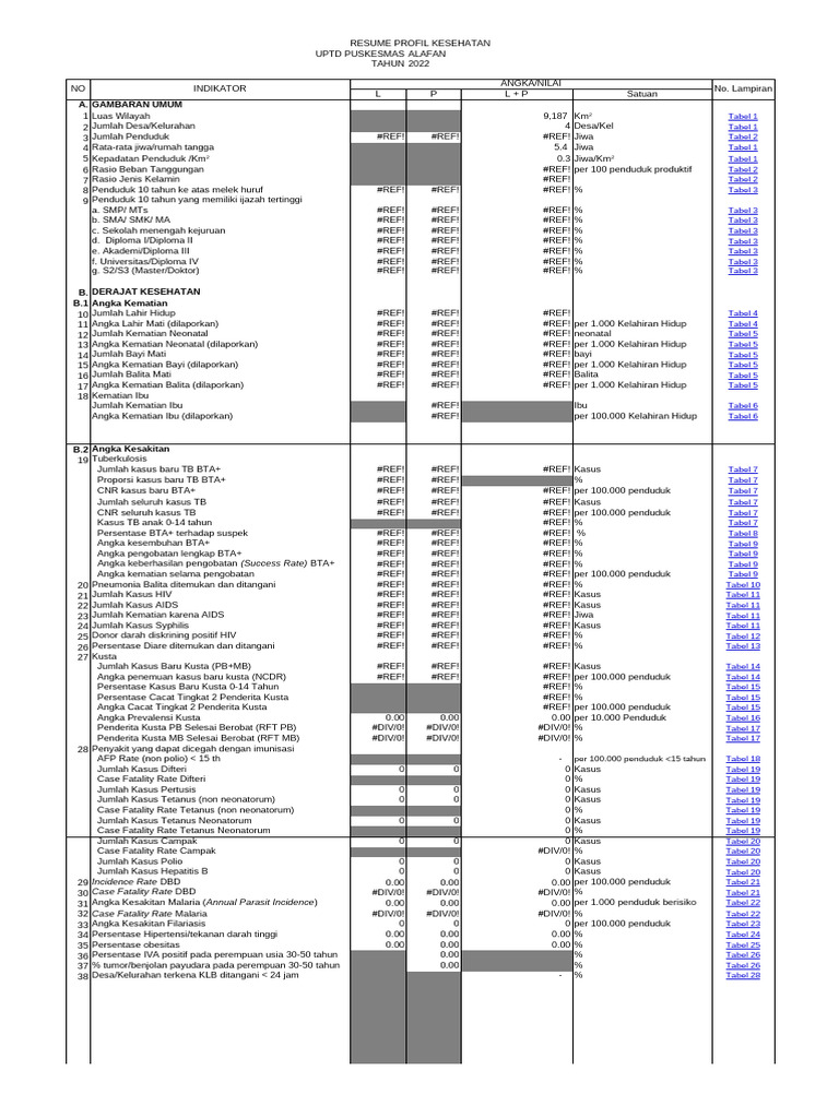 1101 Tabel Profil Simeulue 2022 Kosong | PDF
