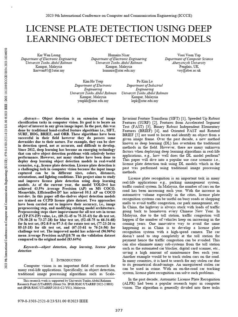 License Plate Detection Using Deep Learning Object Detection Models ...