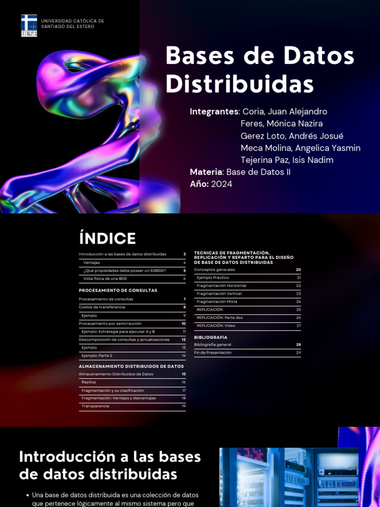 BASES DE DATOS DISTRIBUIDAS- PRESENTACIÓN | PDF | Bases de datos | Datos