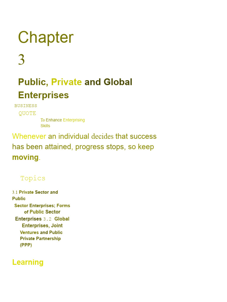 Chapter 3 Business Studies | PDF | Public–Private Partnership ...