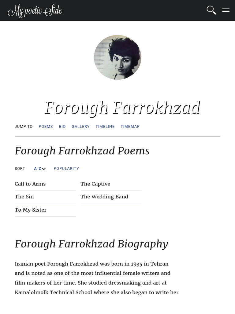 Forough Farrokhzad Poems My Poetic Side | PDF