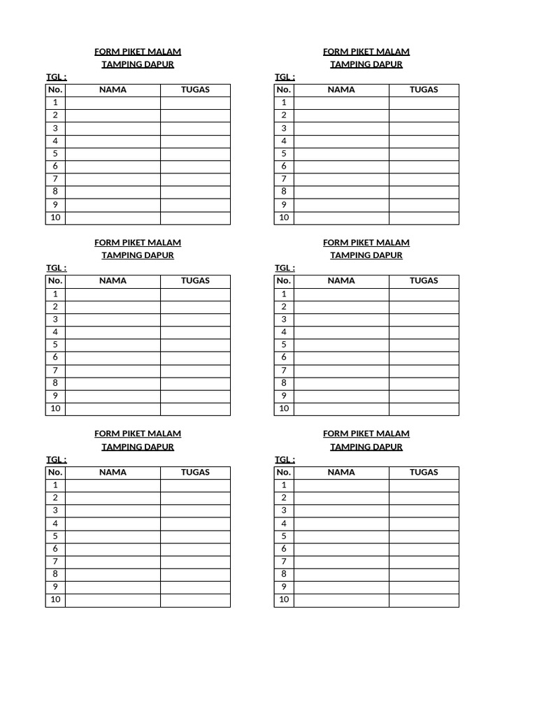FORM PIKET MALAM | PDF