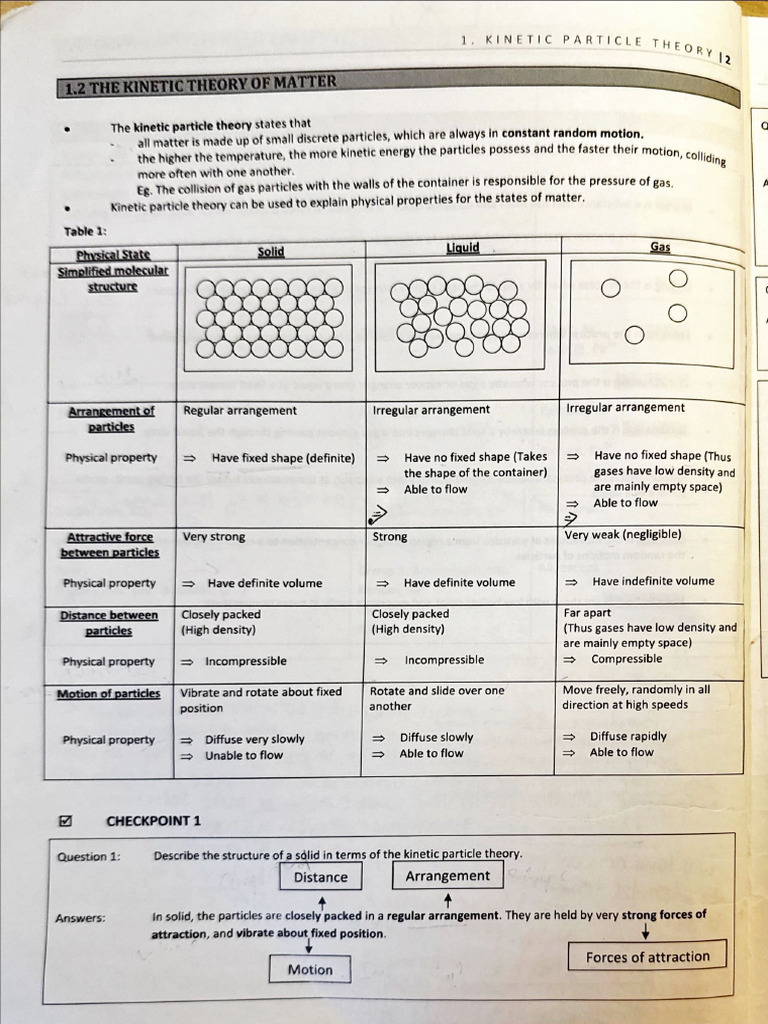 Kinetic Particle Theory Notes 1 | PDF