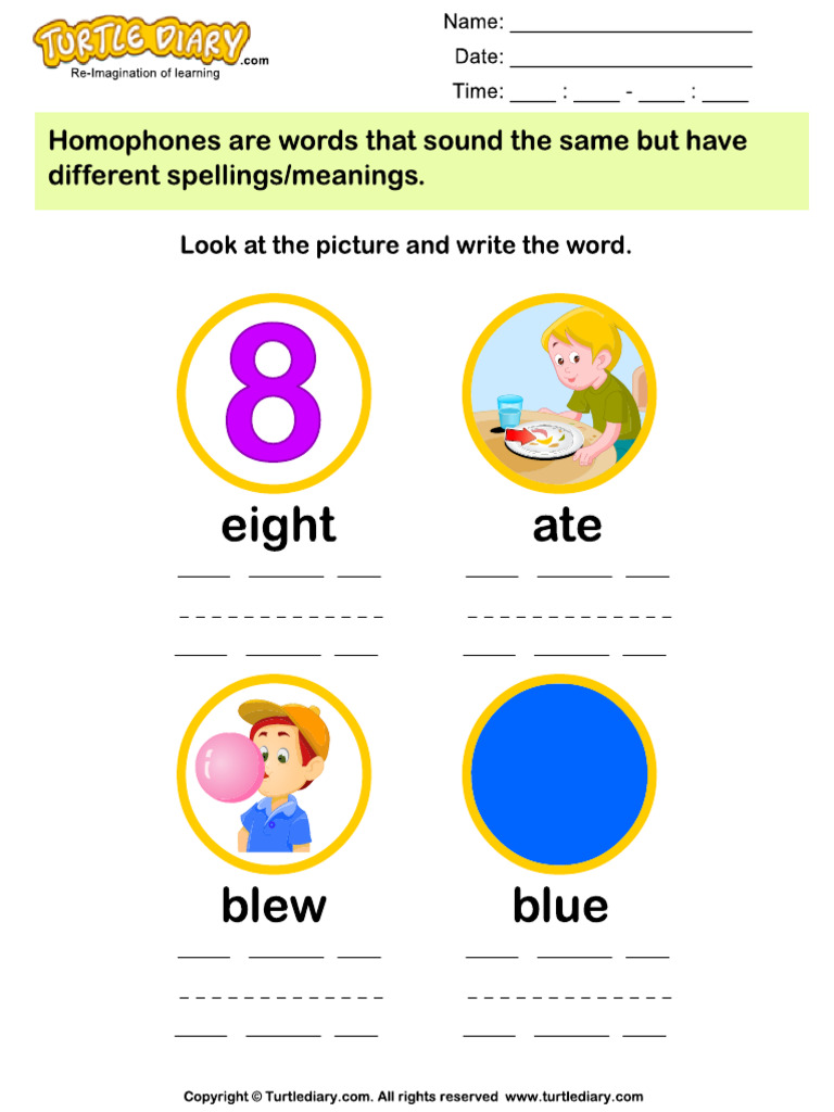 Spell The Homophones Ate and Eight | PDF