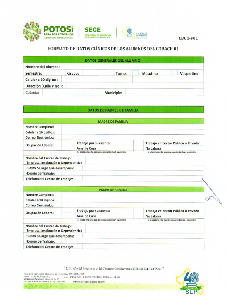 Formatos de Datos Clinicos y Carta Compromiso | PDF