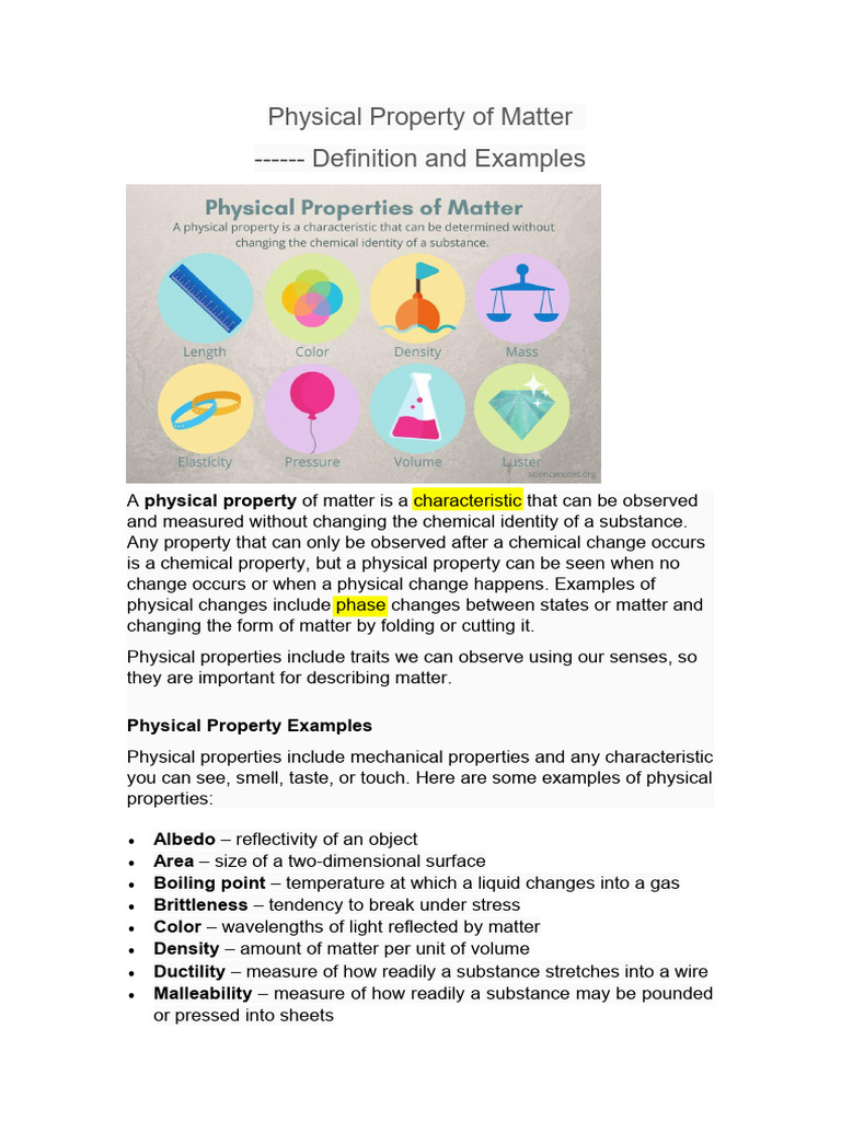 Understanding Physical Properties of Matter | PDF | Matter | Ductility