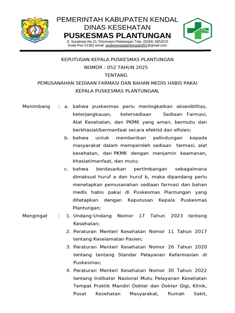 Pemusnahan Sediaan Farmasi 2025 | PDF