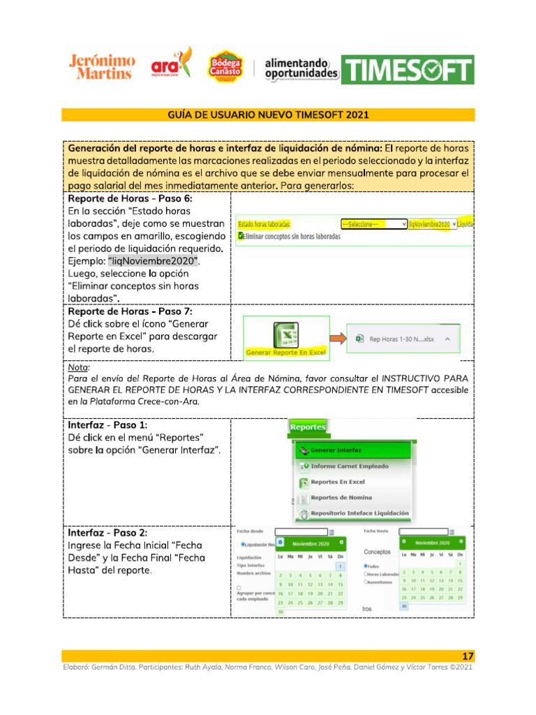 Guia de Usuario Nuevo Timesoft Pag 17-21 | PDF