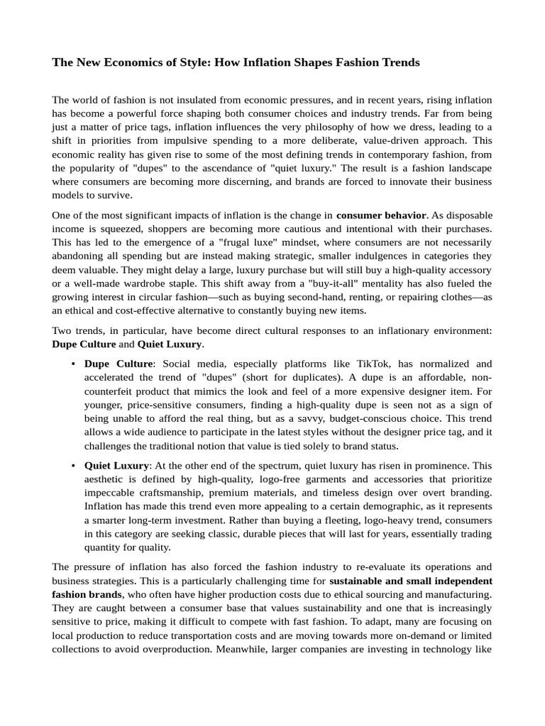The New Economics of Style- How Inflation Shapes Fashion Trends | PDF ...