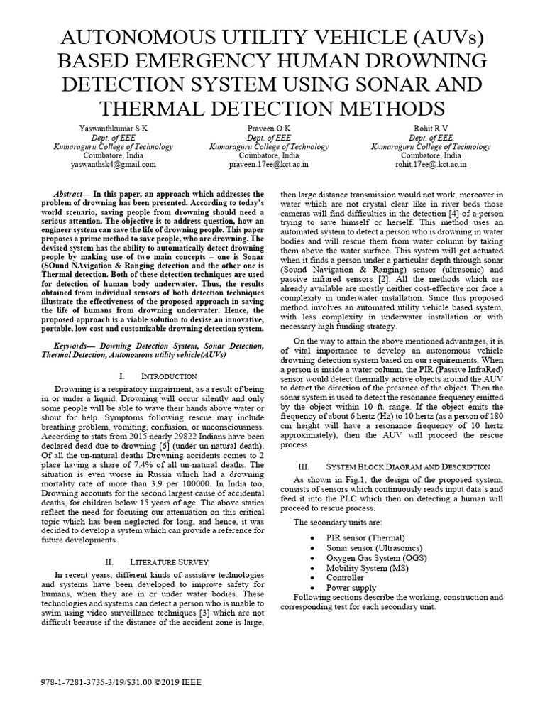 Autonomous Utility Vehicle Auvs Based Emergency Human Drowning ...