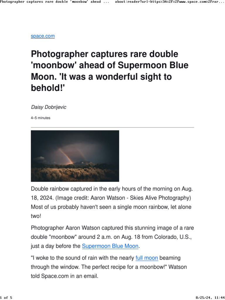 Dobrijevic, Daisy - Photographer Captures Rare Double 'Moonbow | PDF ...