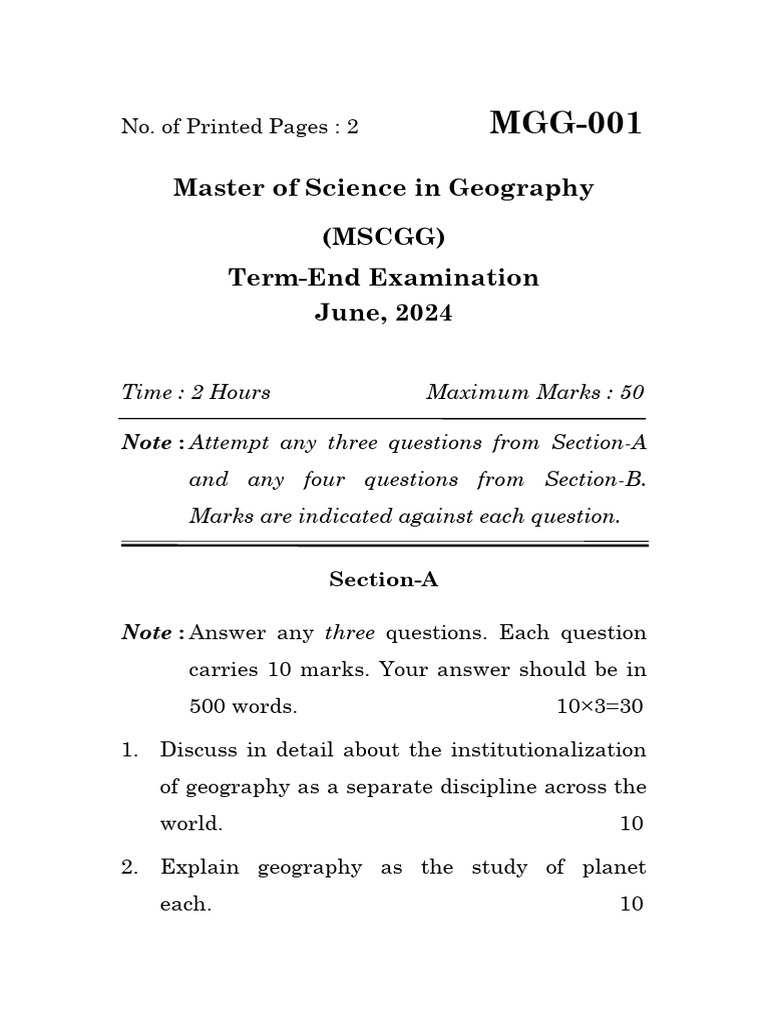 Introduction to Geographical Thought Exam | PDF