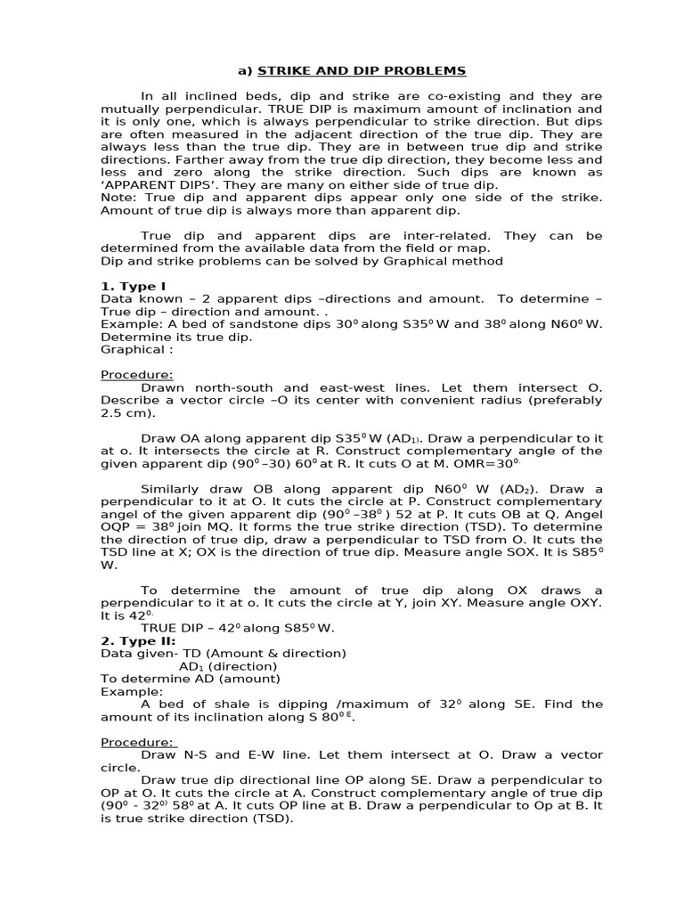 True and Apparent Dip Calculations | PDF | Angle | Perpendicular