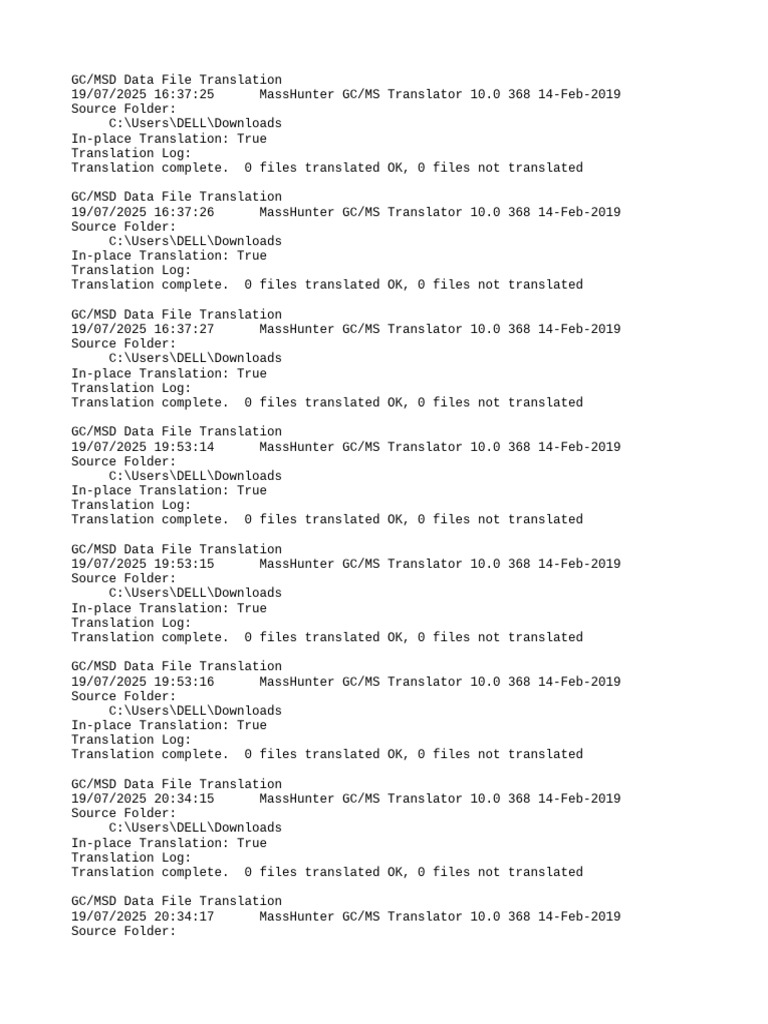 GC/MSD Translation Log Summary | PDF