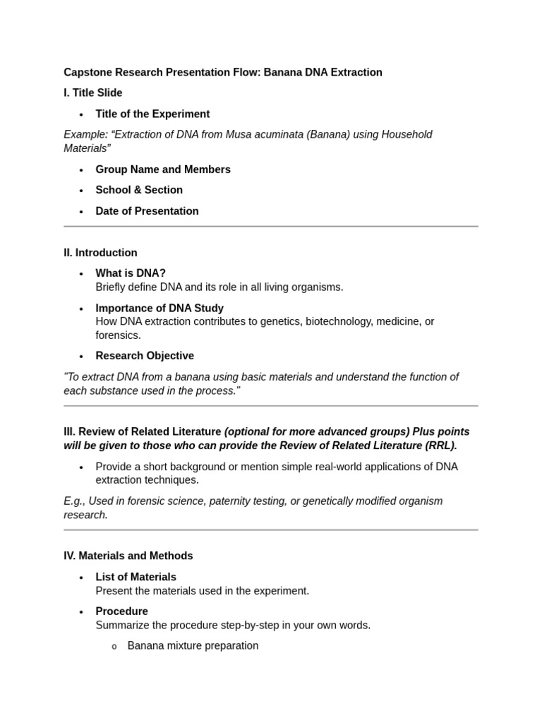 Capstone Research Presentation Flow | PDF | Dna | Experiment