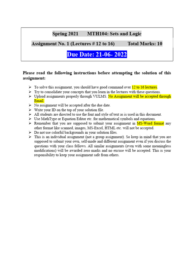 Spring 2022 - MTH104 - 1 | PDF