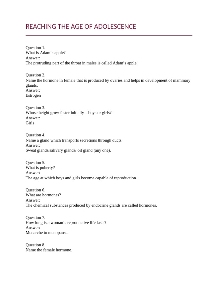 Puberty Changes in Boys and Girls | PDF | Puberty | Menstrual Cycle