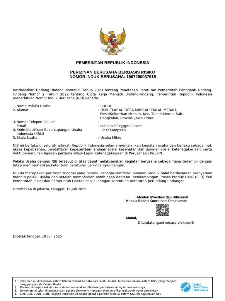 NIB Perizinan Usaha Mikro di Indonesia | PDF