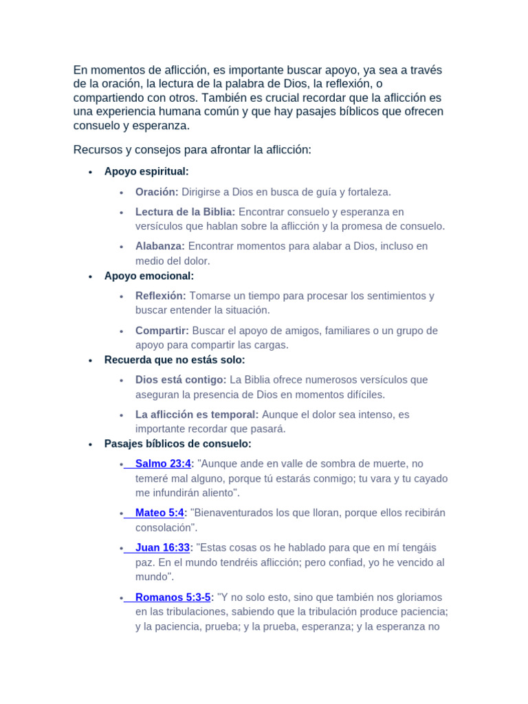 Esperanza en Momentos de Aflicción | PDF | Oración | Contenido bíblico