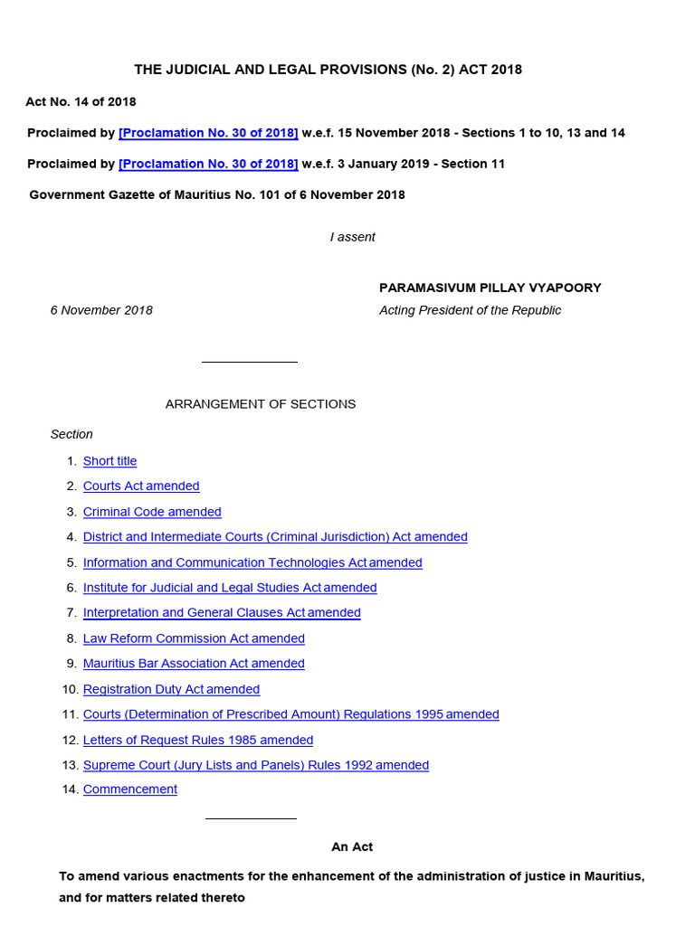 No 14 Judicial and Legal Provisions No 2 Act 201820181127112759 - 0 - 0 ...