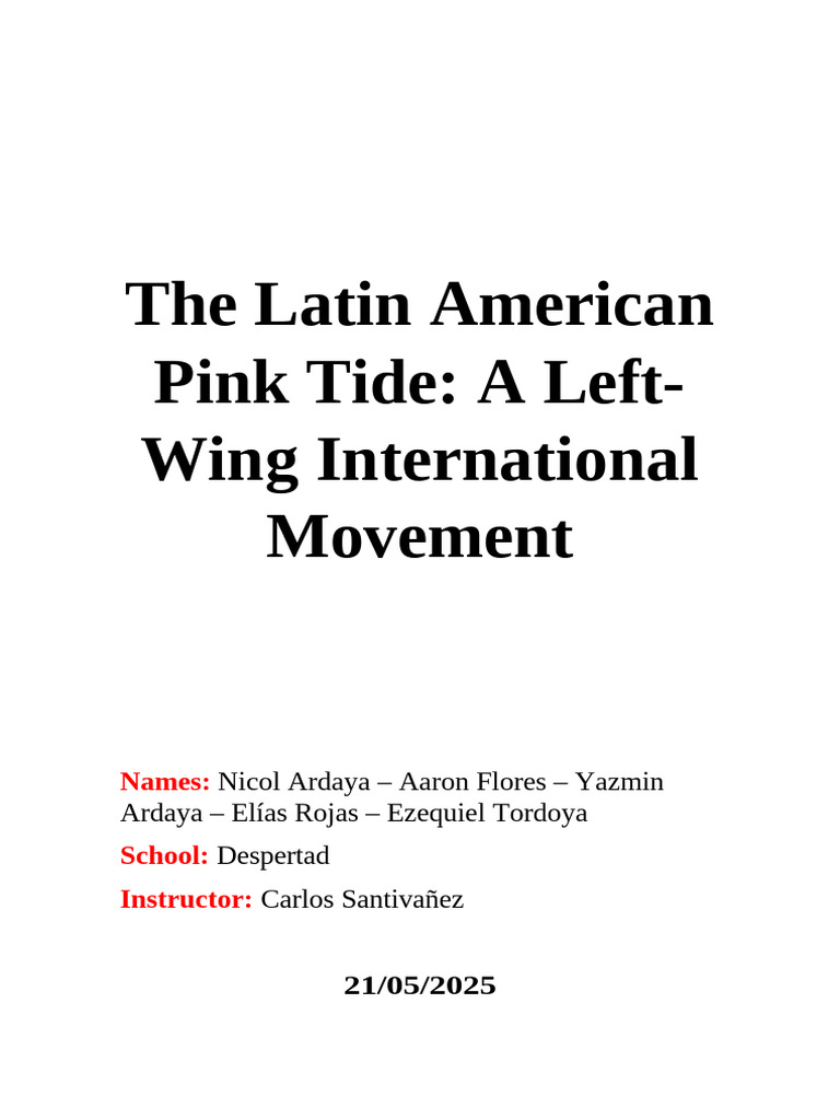 Latin America's Pink Tide Movement Explained | PDF | Political Science ...