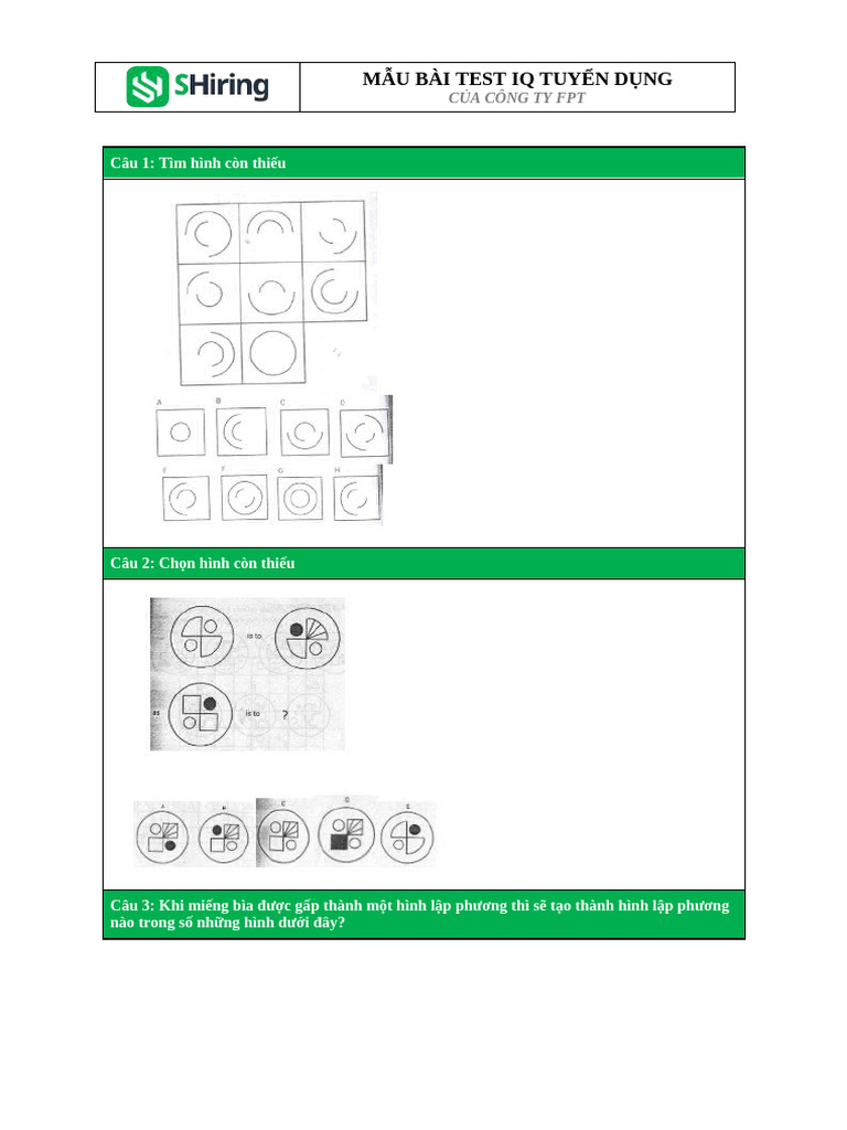 Bài Test IQ FPT | PDF