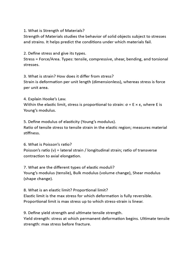 Som Interview Questions | PDF | Bending | Buckling