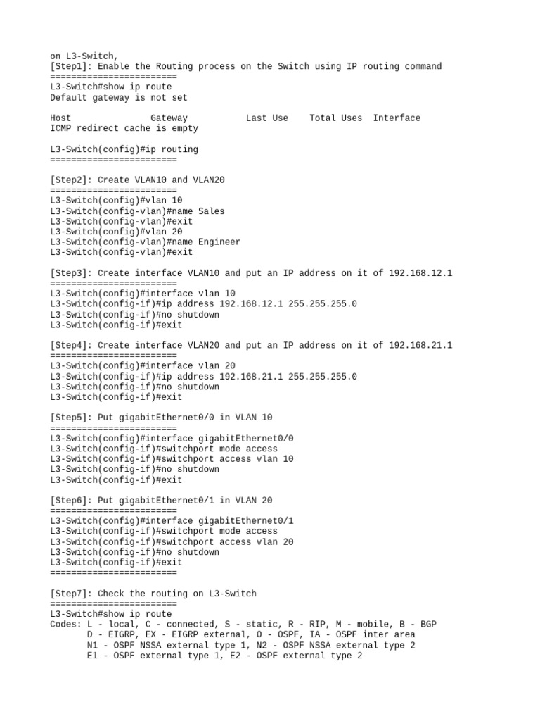 Configuring InterVLAN Routing On Cisco L3 Switch | PDF | Network Layer Protocols | Computer Network