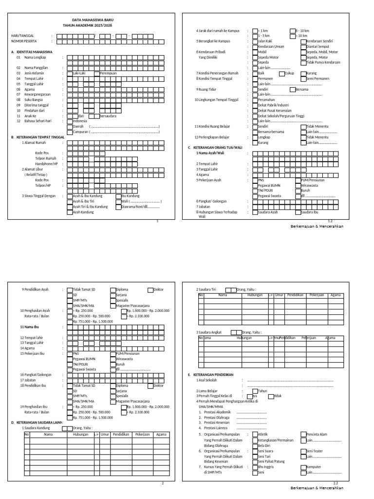 Data Mahasiswa Baru 2025/2026 | PDF