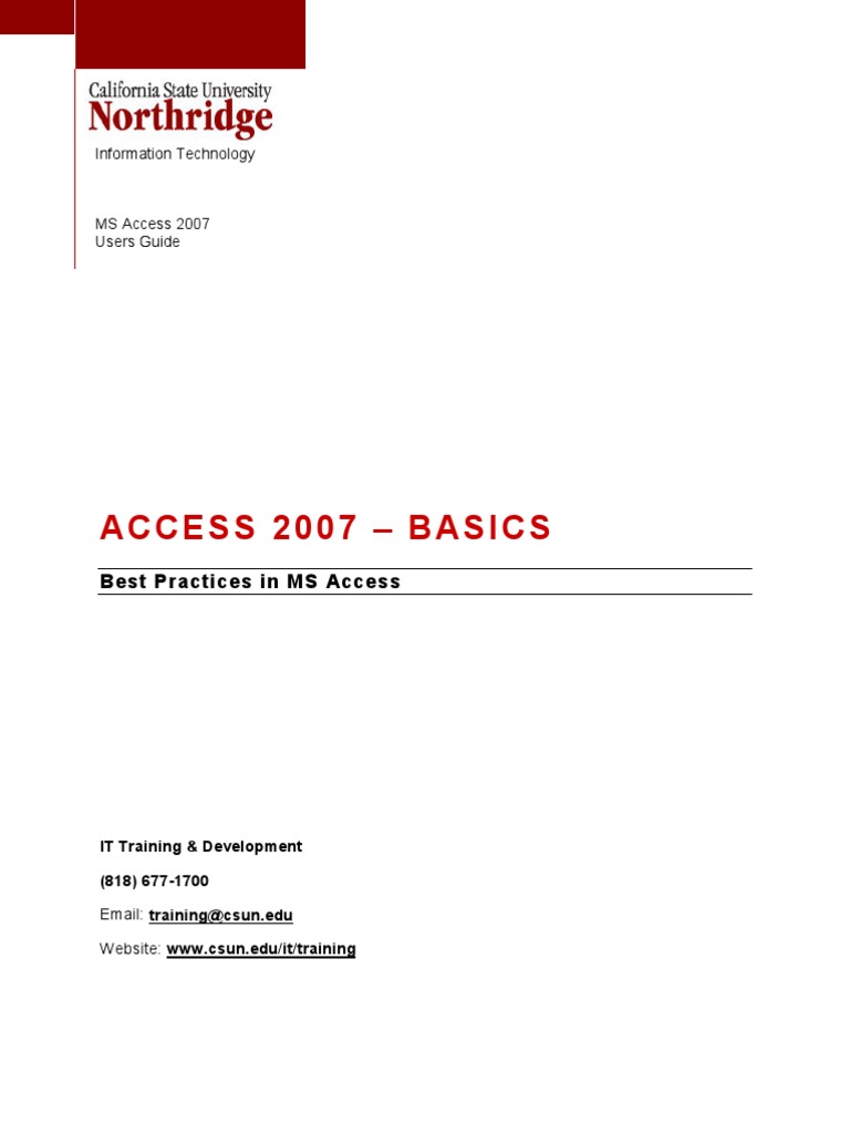 Access 2007 Notes | PDF | Microsoft Access | Databases