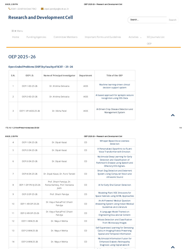 OEP 2025-26 Research Overview | PDF | Artificial Intelligence ...