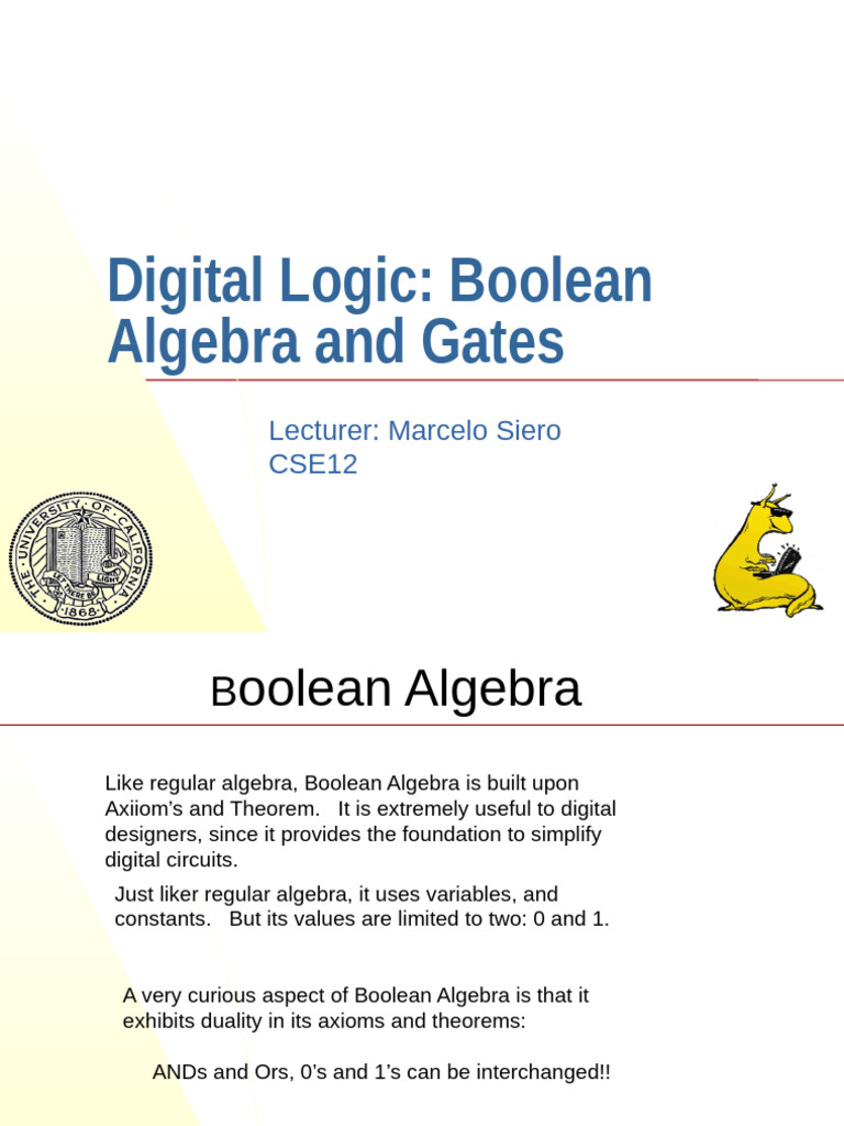 Boolean Algebra Fundamentals | PDF | Teaching Mathematics | Boolean Algebra