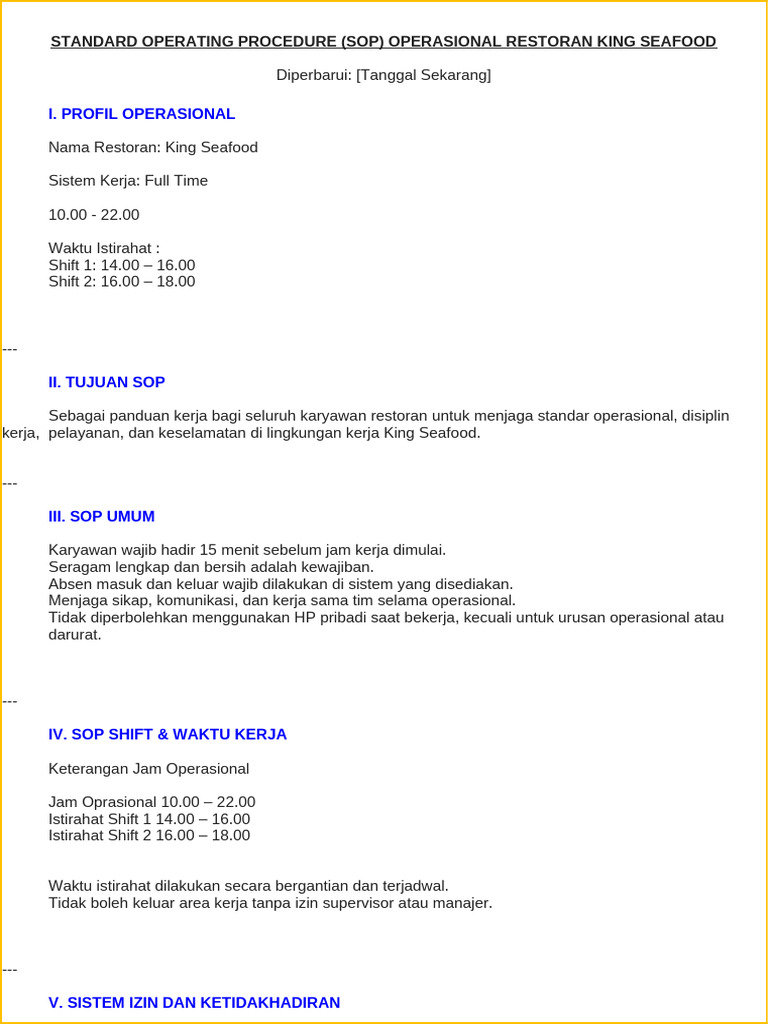 Standard Operating Procedure | PDF