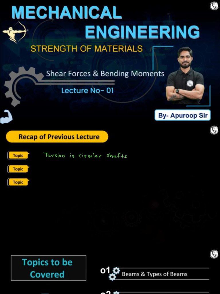 Shear Forces and Bending Moments 01 - Class Notes | PDF