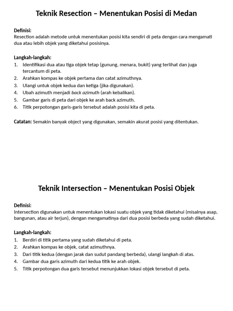Teknik Resection dan Intersection Peta | PDF