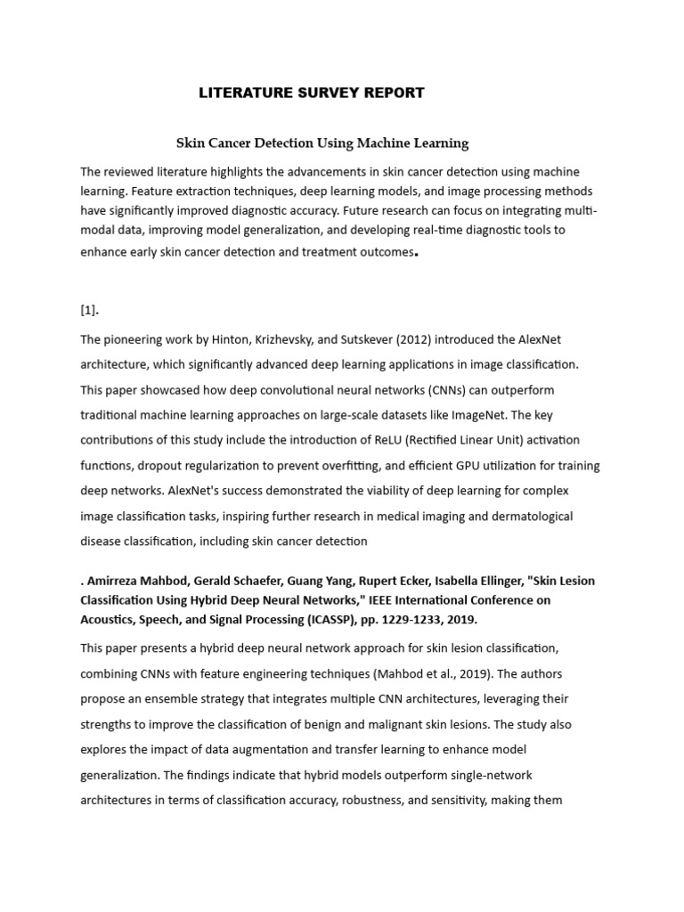 Project Literature Review | PDF | Deep Learning | Melanoma