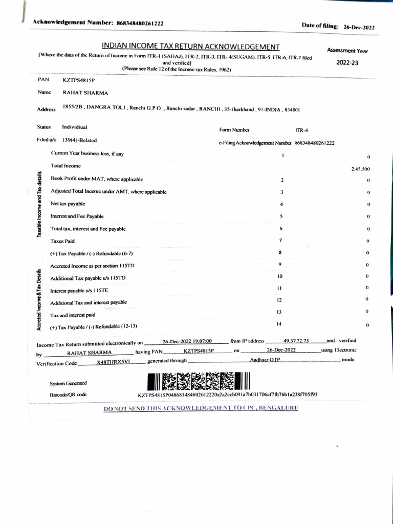 ITR Computation 2022-23 | PDF | Taxes | Money